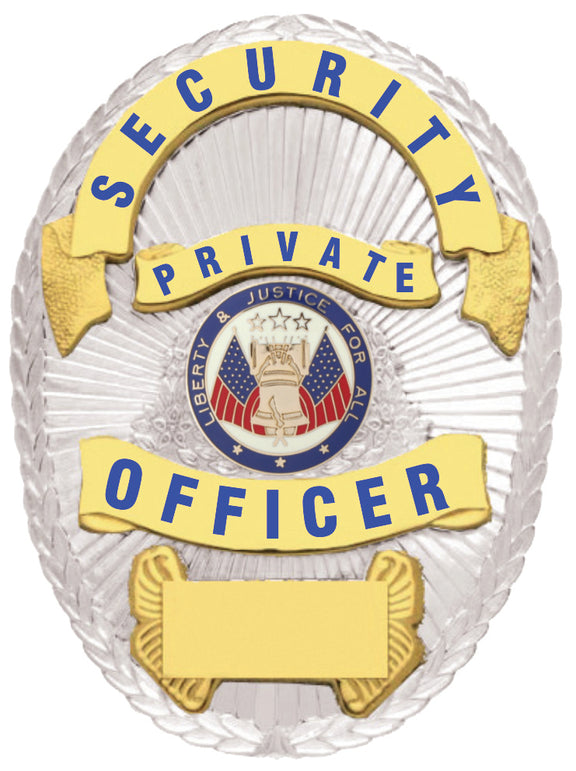 First Class Security Private Officer Gold on Silver Shield Badge ...