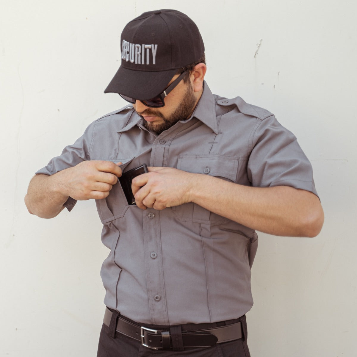 100% Polyester 4 Pocket Hidden Zipper Uniform Shirt - Short Sleeve ...