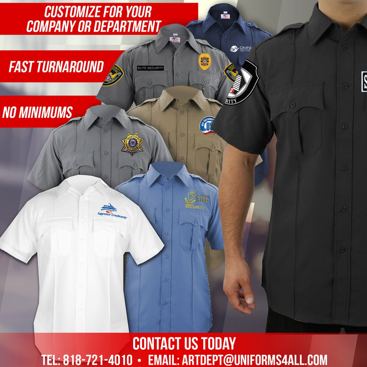 First Class 100% Polyester Two Tone Short Sleeve Uniform Shirt ...