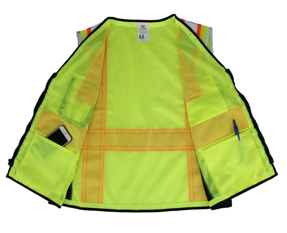 Lime Green Reflective Safety Vest with Pockets – Uniform Warehouse ...